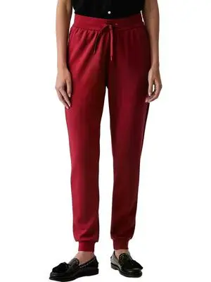 Armani Exchange Rhinestone Logo Embellished Drawstring Track Pants - Red