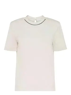 Brunello Cucinelli Monili Chain Cotton T-shirt - Neutrals