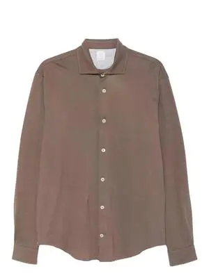 Eleventy Long-sleeve Cotton Shirt - Brown