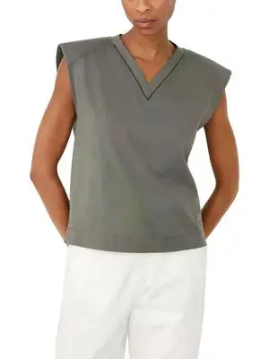 Brunello Cucinelli Monili Chain Detail Cotton Tank Top - Grey