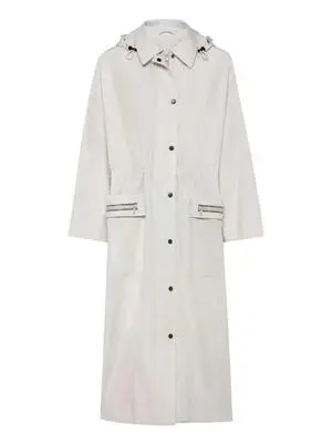 Brunello Cucinelli Single-breasted Hooded Coat - Neutrals