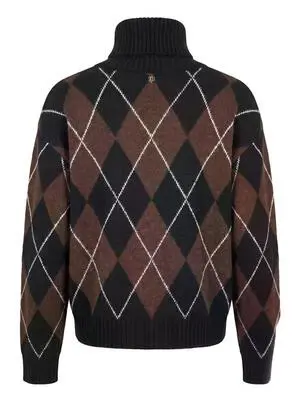 ANIYE BY Argyle Knit Roll Neck Sweater - Black