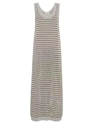 BRUNELLO CUCINELLI Brunello Cucinelli Striped Cotton Knit Maxi Dress