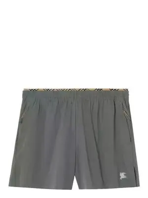 Burberry Stretch Nylon Shorts With Archive Beige Check Taping - Grey