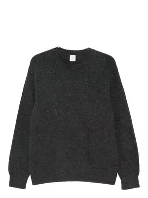 Eleventy Merino Wool Speckled Knit Crew Neck Sweater - Grey