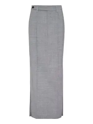 Brunello Cucinelli Virgin Wool Maxi Skirt - Grey