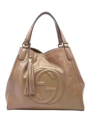 Gucci Patent Leather Soho Cellarius Tote Bag - Brown
