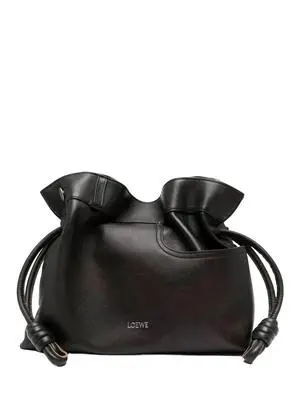Loewe Flamenco Clutch Medium In Shiny Calfskin - Brown
