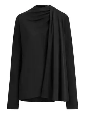 TOTEME Asymmetrical Draped Blouse With Elongated Sleeves - Black