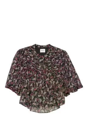 MARANT ETOILE Floral Print Ruffled Blouse - Black