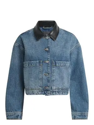 ANINE BING Yuma Denim Jacket With Contrast Collar - Blue