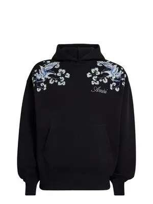 Amiri Cotton Floral Embroidered Hoodie - Black