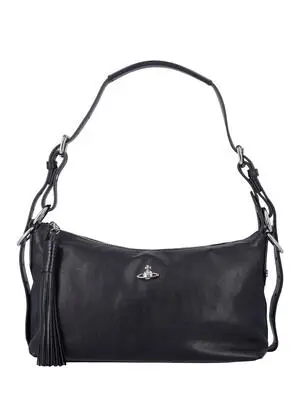 VIVIENNE WESTWOOD Leather Shoulder Bag With Tassel Detail - Black