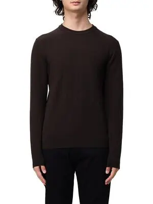 BROOKSFIELD Brooksfield Two-Tone Crewneck Sweater In Textured Jersey Brown