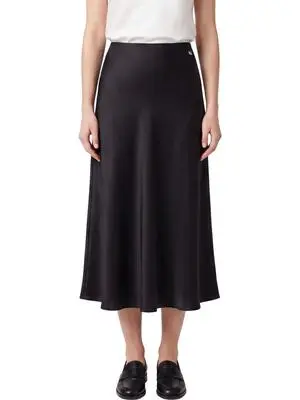 Herno High-waisted Satin Midi Pencil Skirt - Black