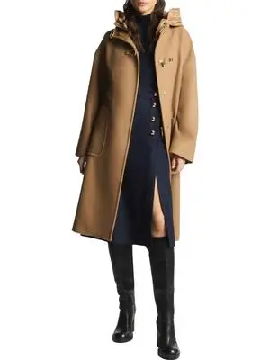 FAY Fay Long Wool And Cashmere Coat With Nylon Hood And Toggles