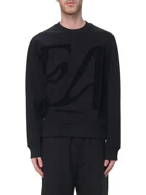 Emporio Armani High Neck Zip-up Sweatshirt With Eagle Logo - Navy
