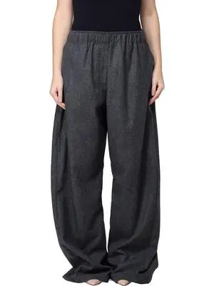 THELATEST Wool Blend Palazzo Pants With Elastic Waist - Grey