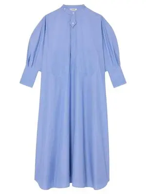 Celine Midi Shirt Dress With Mandarin Collar - Blue
