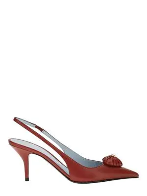 Valentino Garavani Valentino Garavani Coeur Royal Leather Slingbacks With VLogo Signature Red