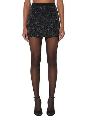 Elisabetta Franchi High-waisted Sequin Embroidered Mini Pencil Skirt - Black