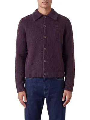 Dries Van Noten Alpaca And Merino Wool Polo Cardigan - Violet