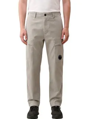 C.P. COMPANY Straight-leg Stretch Cotton Cargo Pants With Logo Appliqu - Grey