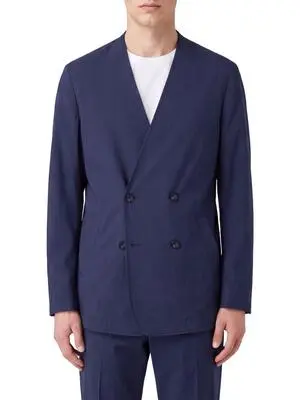 Emporio Armani Double-breasted Pure Virgin Wool Blazer - Blue