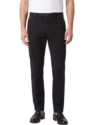 PT TORINO Pleated Slim Fit Stretch Cotton Chino Trousers - Black