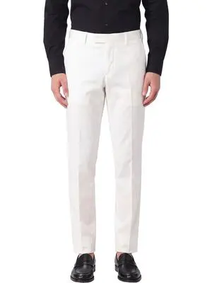 PT TORINO Pleated Slim Fit Stretch Cotton Chino Trousers - White