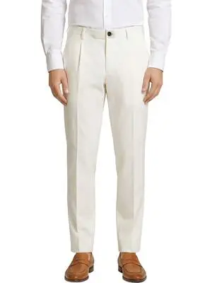 PT TORINO PT Torino Pleated Slim Fit Stretch Trousers White