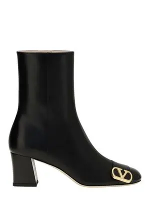 Valentino Garavani Vlogo Signature Leather Ankle Boots - Black