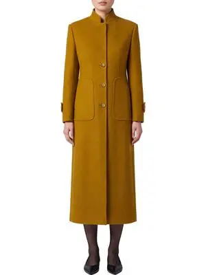 Pinko Pinko Single-Breasted Long Wool And Cashmere Blend Coat With High Neck Green