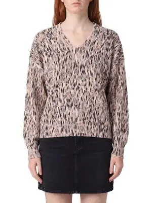 Liu Jo Paisley Print Wool Blend V-neck Sweater - Brown
