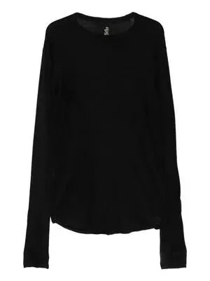 THOM KROM Thumb-slot Raw-edge Long-sleeve T-shirt - Black