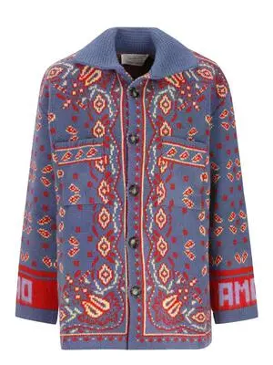 Giada Benincasa Soho Intarsia-knit Button-up Cardigan - Blue