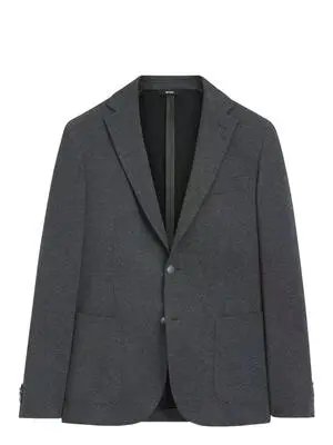BOSS Slim-fit Patterned Stretch Cotton Jacket - Blue