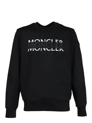 Moncler Logo Print Crew Neck Sweater - Black