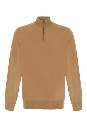 BOSS Quarter-zip Wool Sweater - Neutrals