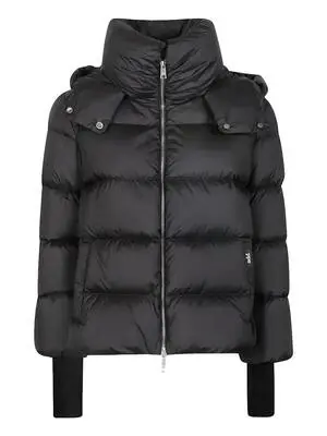 Add Hooded Single-breasted Coat - Black