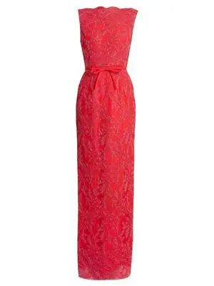 Erdem Floral-lace Sleeveless Gown - Red