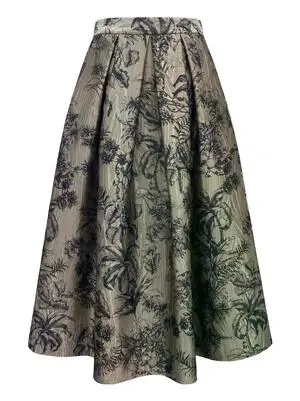LUNATICA MILANO Moire Parrot-print Midi Skirt - Grey