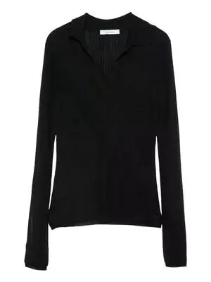 Max Mara Ribbed-knit Polo Sweater - Black