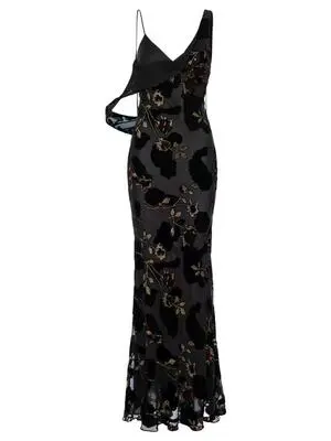 V:PM ATELIER Floral Devoré Maxi Dress - Black