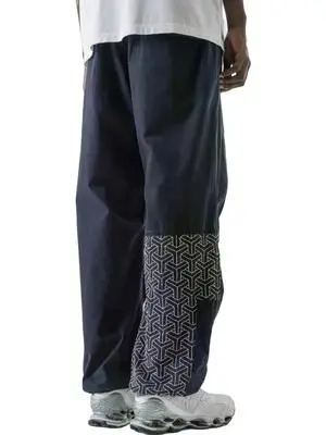 MAHARISHI Sashiko Embroidered Drawstring Trousers - Blue