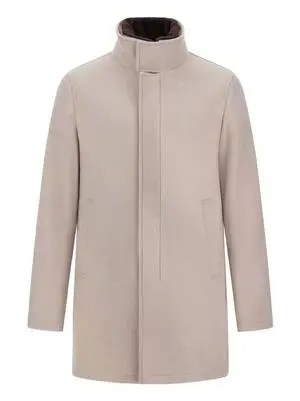 Herno Faux-fur Trimmed Twill Coat - Neutrals
