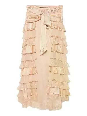 ZIMMERMANN ZIMMERMANN Ruffled Lace-Trim Silk Trousers