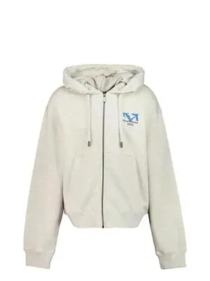 Off-White Logo-print Zip-up Hoodie - Grey
