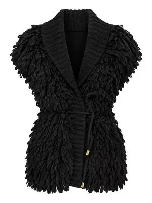 LIU JO LIU JO Black Loop-Knit Sleeveless Jacket