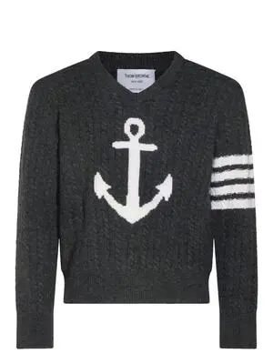 Thom Browne Anchor Cable-knit Sweater - Grey